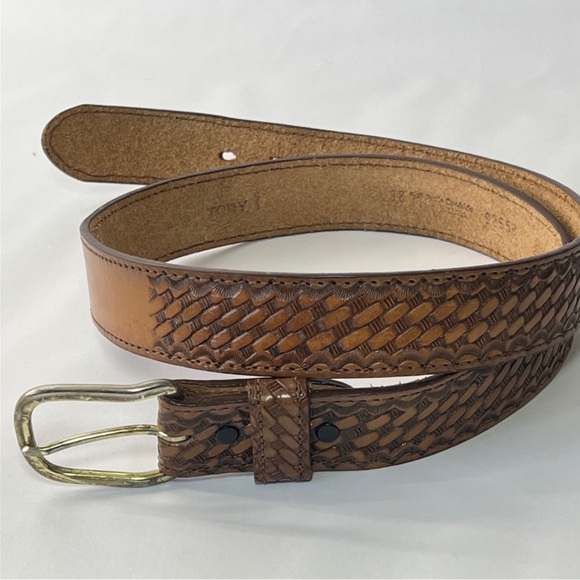 Leather | Accessories | Mens Leather Belt Tan Brown Country Western ...